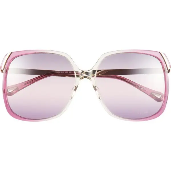 Chloé 60mm Oversized Square Sunglasses - Burgundy