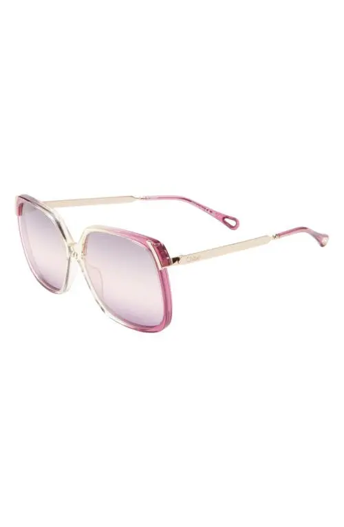 Chloé 60mm Oversized Square Sunglasses - Burgundy
