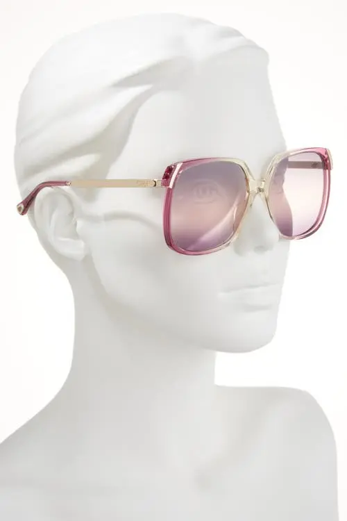 Chloé 60mm Oversized Square Sunglasses - Burgundy