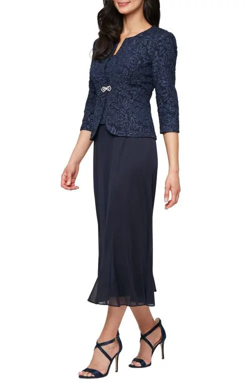 Alex Evenings Jacquard Dress With Jacket