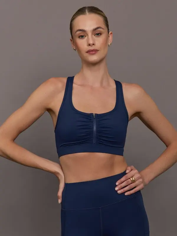 Carbon38 Zipper Bra In Diamond Compression
