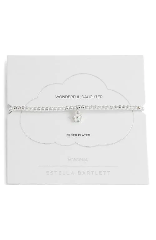 Estée Lauder Sienna Beaded Stretch Bracelet With Flower Charm - Silver