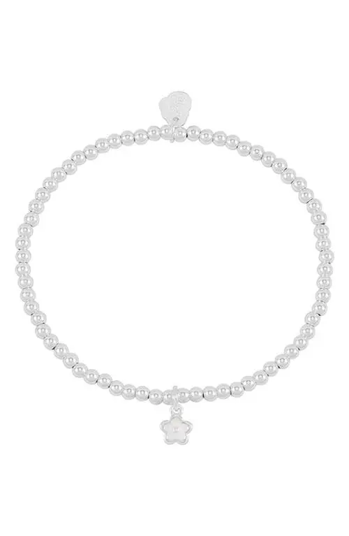 Estée Lauder Sienna Beaded Stretch Bracelet With Flower Charm - Silver