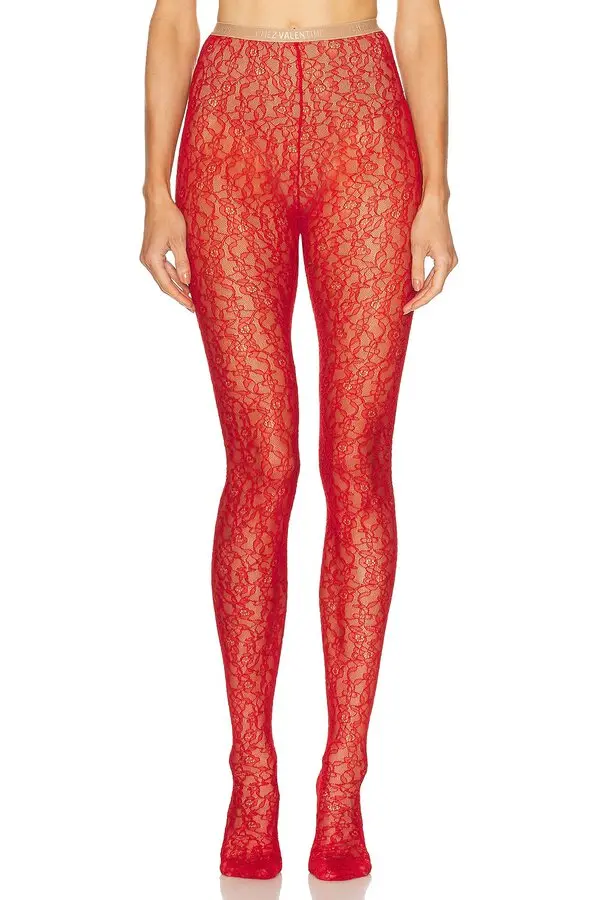 Valentino Garavani Flower Lace Tights - Paris