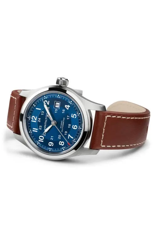 Hamilton Khaki Field Automatic Strap Watch - Blue