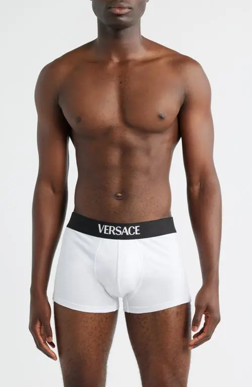 Versace Essential Logo Stretch Cotton Boxer Briefs - Optical White