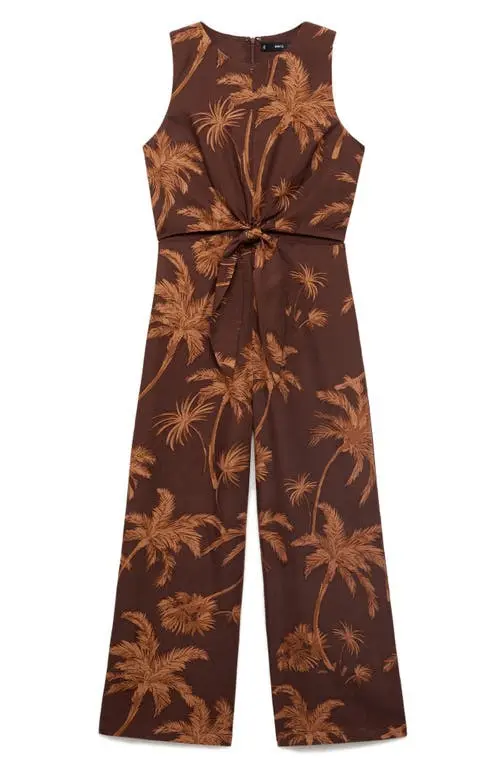 Mango Tie Front Cutout Jumpsuit