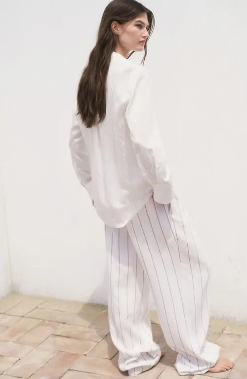 Mango Striped Sheer Long-sleeve Shirt - Off White