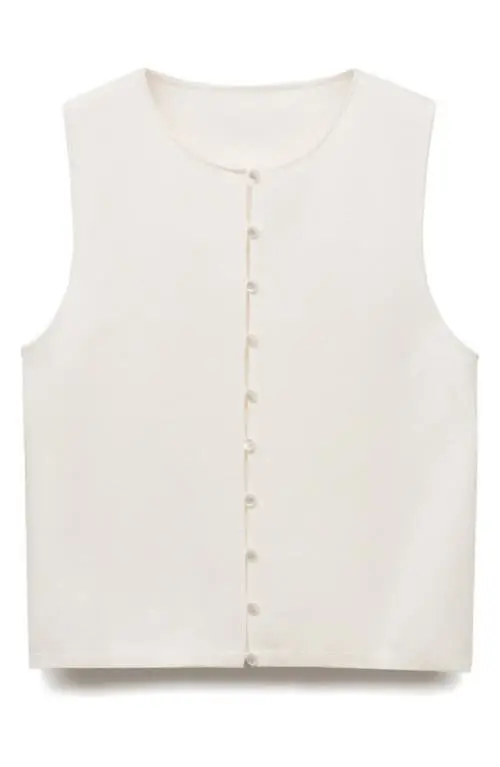 Mango Fine Knit Button-front Sweater Vest - White