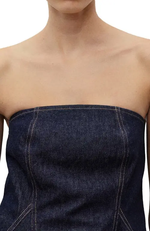 Mango Strapless Denim Peplum Top