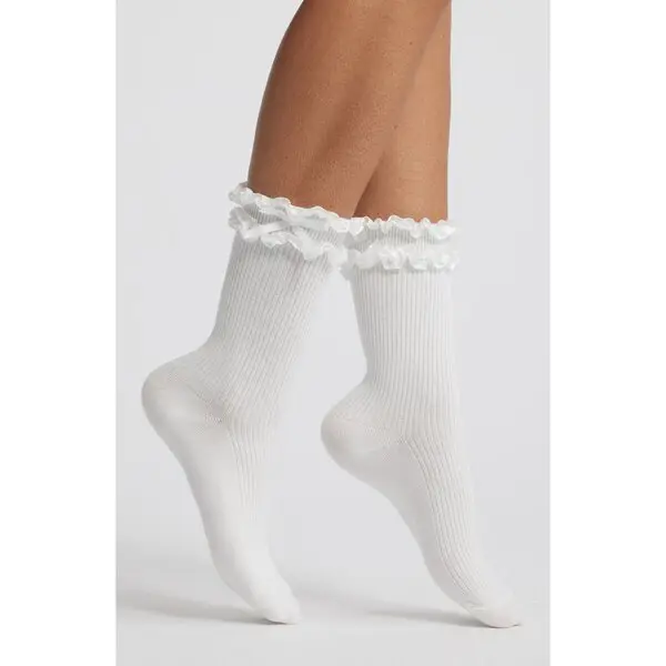 CASA CLARA Alila Ruffle Ankle Socks - White