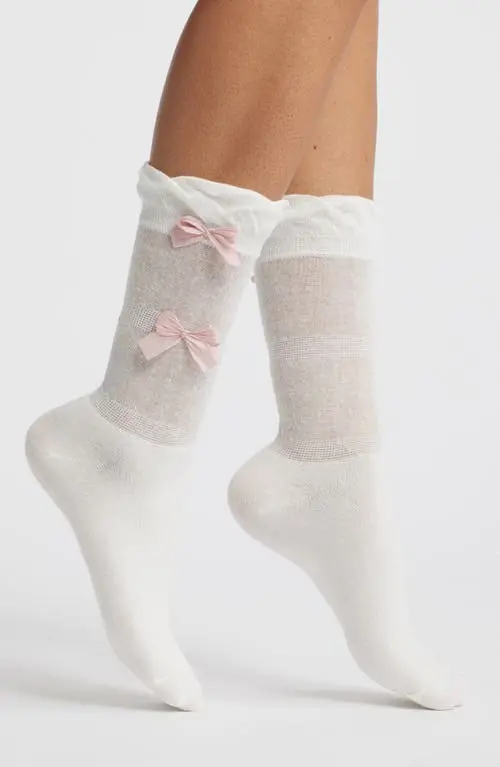 CASA CLARA Primrose Bow Crew Socks - White