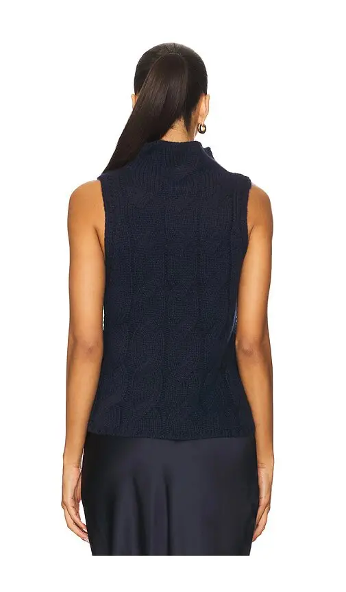 Sablyn Sleeveless Cable Turtleneck Sweater Vest - Midnight Navy
