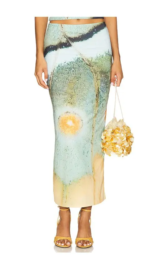 FENERS Tu X Mi Printed Midi Skirt - Marbre