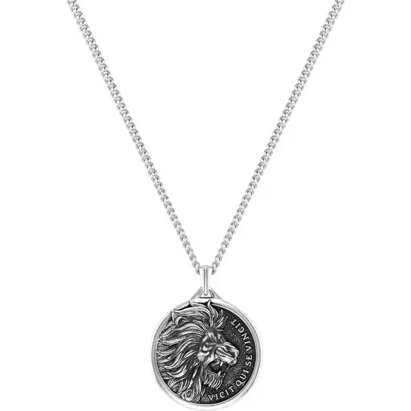 VINCERO Lion Pendant Stainless Steel Necklace - Silver