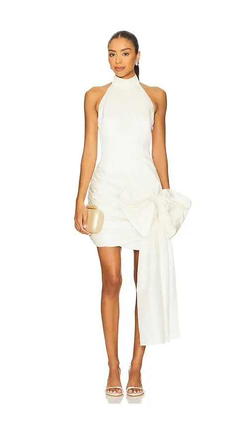 ROTATE BY BIRGER CHRISTENSEN Satin Bow Dress - Egret