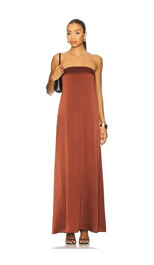 brown silk strapless dress Petal and Pup Women's Kayt Strapless Dress main image 0