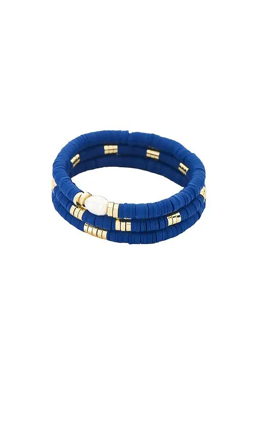 LUV AJ The Seville Pearl Bracelet Set - Navy