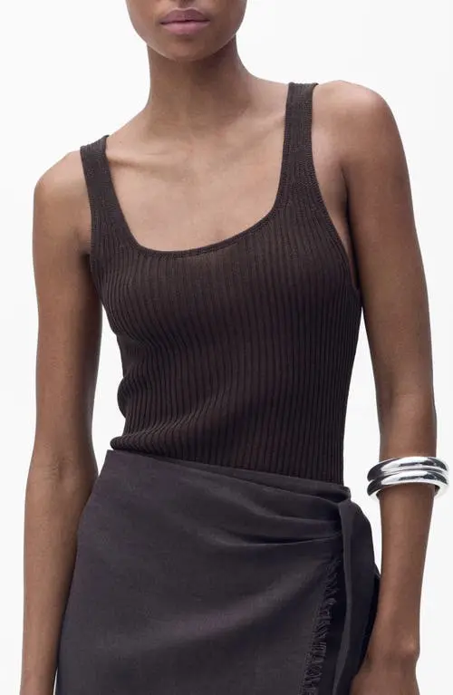 Mango Chunky Rib Sweater Tank - Chocolate