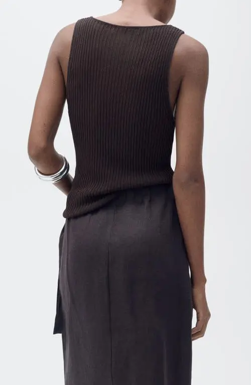 Mango Chunky Rib Sweater Tank - Chocolate
