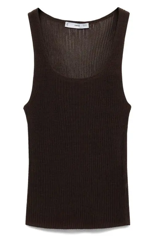 Mango Chunky Rib Sweater Tank - Chocolate