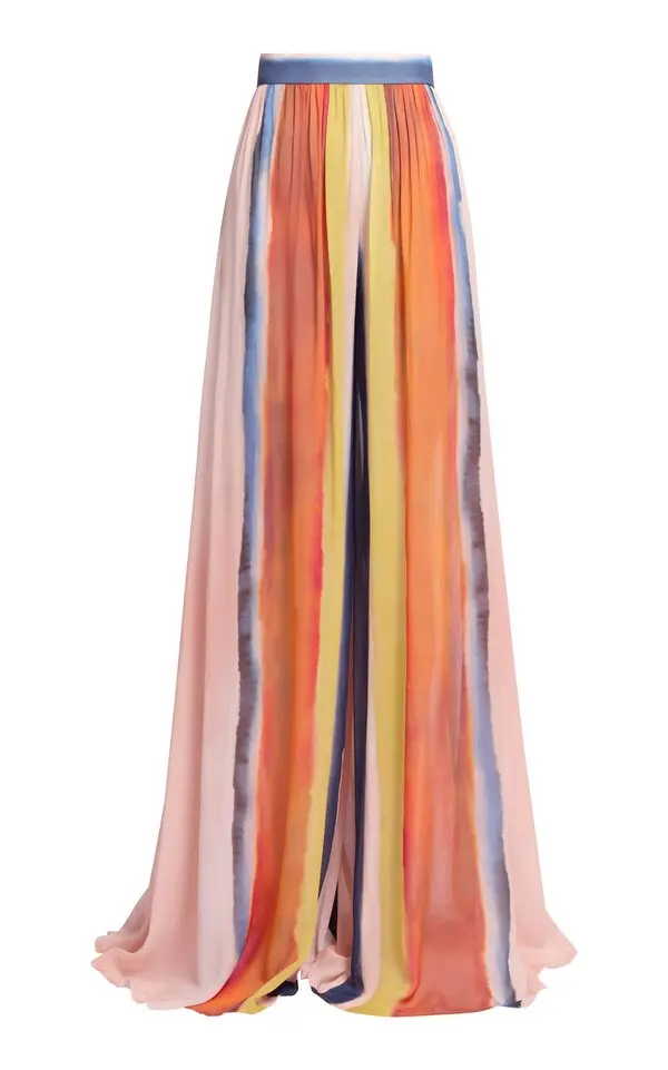 Elie Saab Printed Chiffon Wide-leg Palazzo Pants