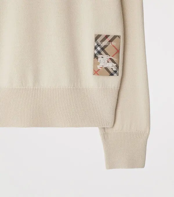 Burberry Wool Logo Label Sweater - Beige