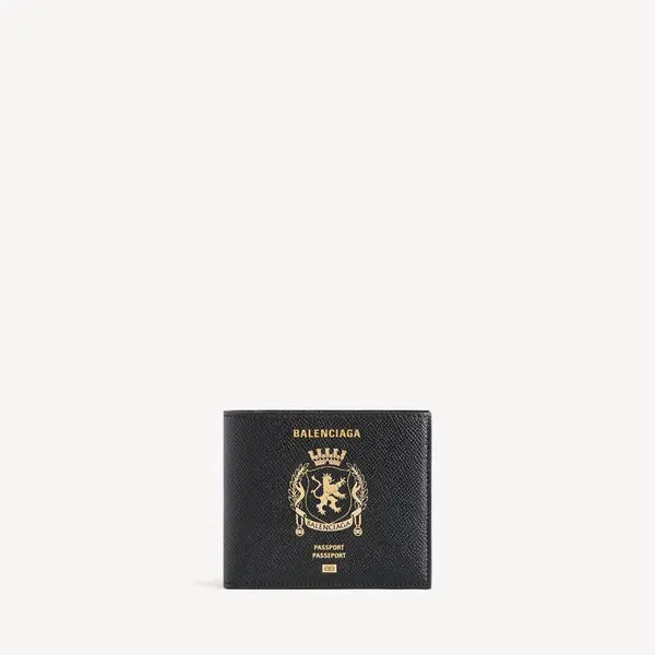 Balenciaga Passport Square Folded Wallet - Black