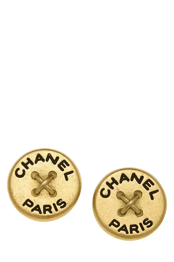 Chanel Button Earrings - Gold