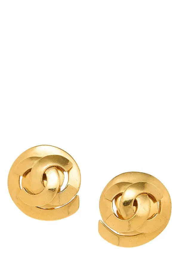 Chanel Button Earrings - Gold