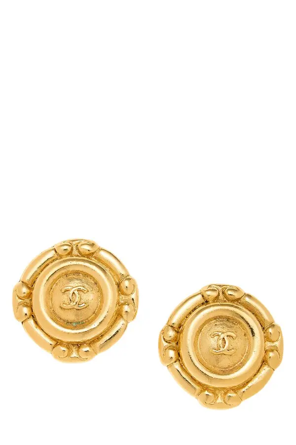 Chanel Button Earrings - Gold