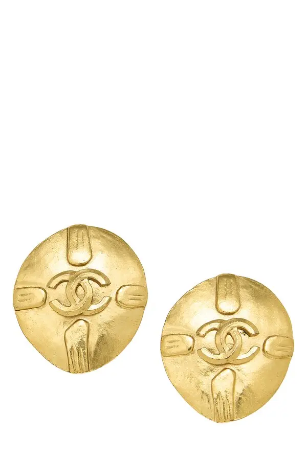 Chanel Button Earrings - Gold