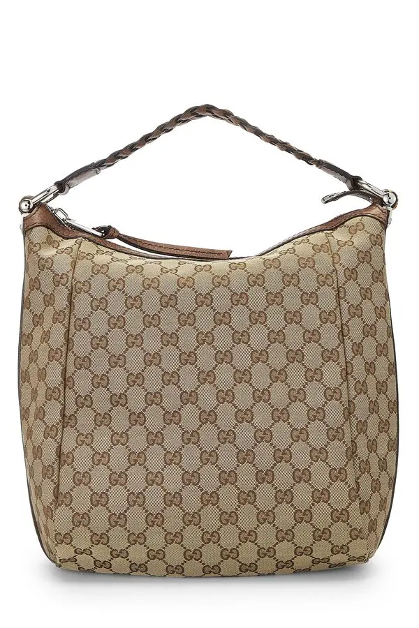 Gucci Original Gg Canvas Bamboo Braided Hobo