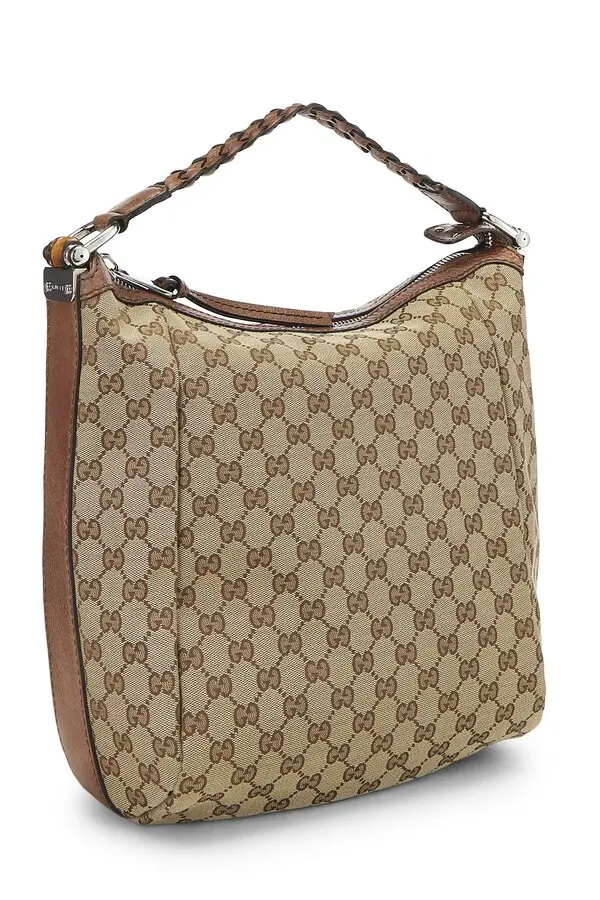 Gucci Original Gg Canvas Bamboo Braided Hobo