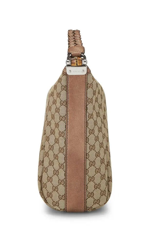 Gucci Original Gg Canvas Bamboo Braided Hobo