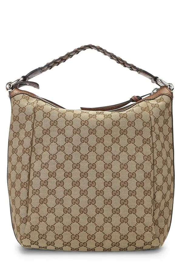 Gucci Original Gg Canvas Bamboo Braided Hobo