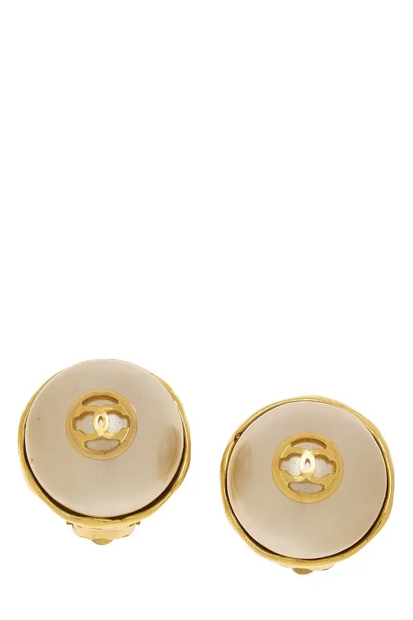 Chanel Faux Pearl Earrings - Gold