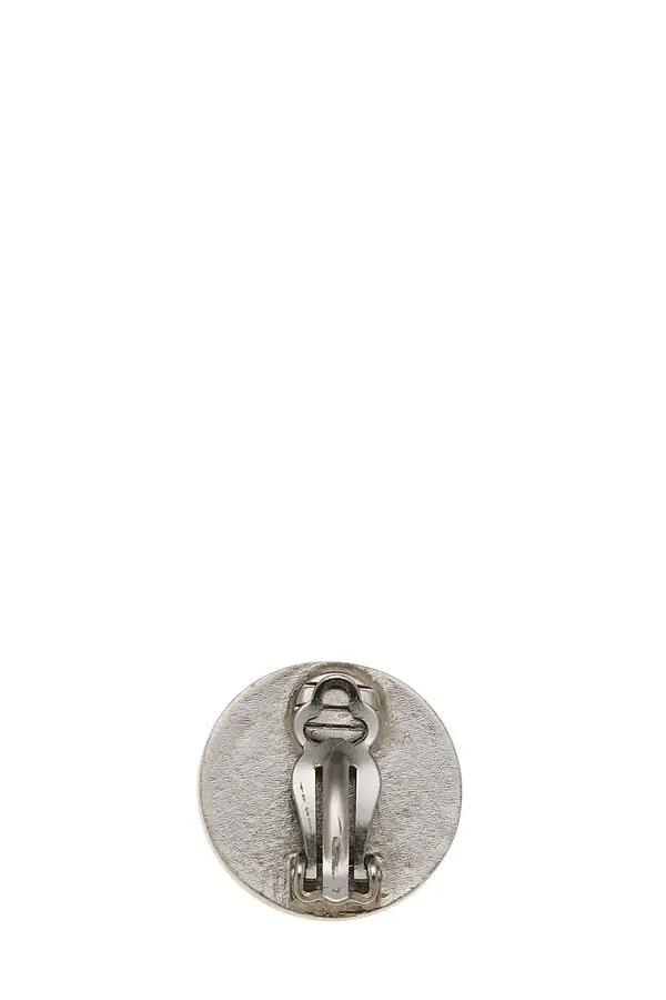 Chanel Gunmetal 'cc' Round Clip-on Earrings - Black