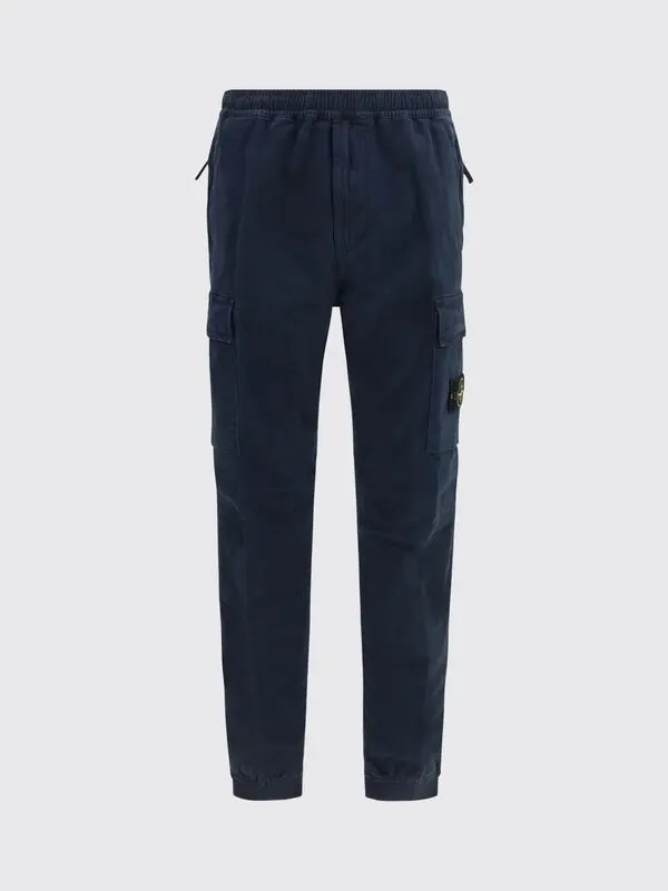 Stone Island Slim Fit Stretch Technical Fabric Cargo Trousers With Compass Logo - Navy