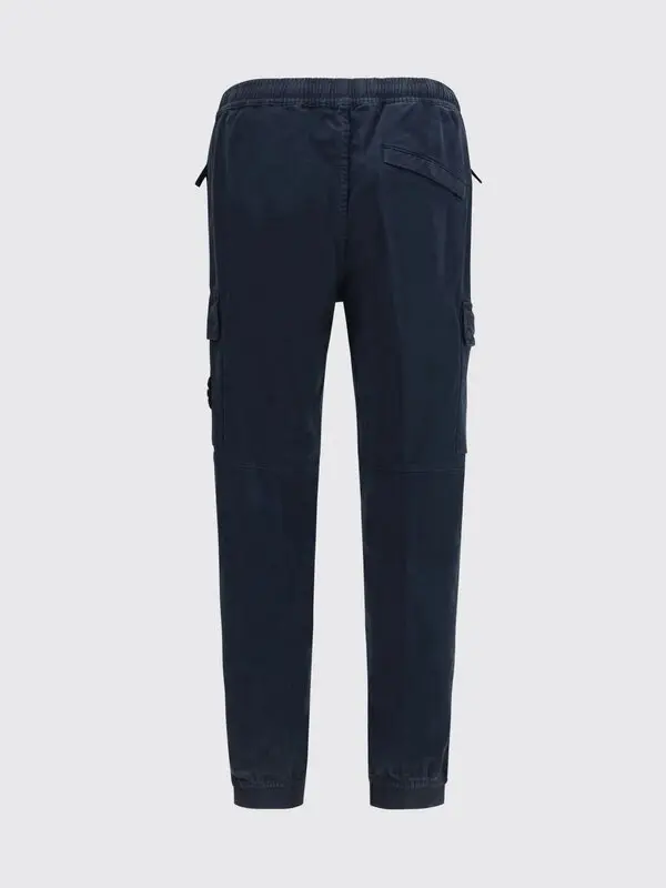 Stone Island Slim Fit Stretch Technical Fabric Cargo Trousers With Compass Logo - Navy