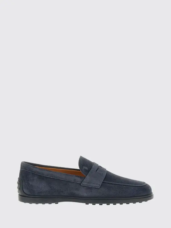 TOD'S Suede Penny Loafers With T Timeless Logo - Blue