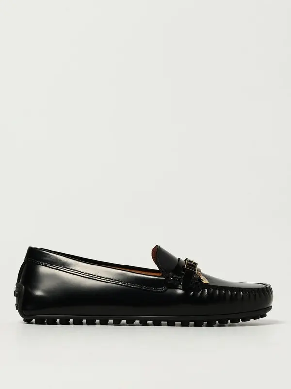 TOD'S Leather Loafers With Metal Detailing - Black