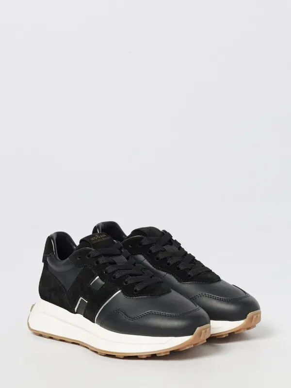Hogan Leather And Suede Sneakers - Black