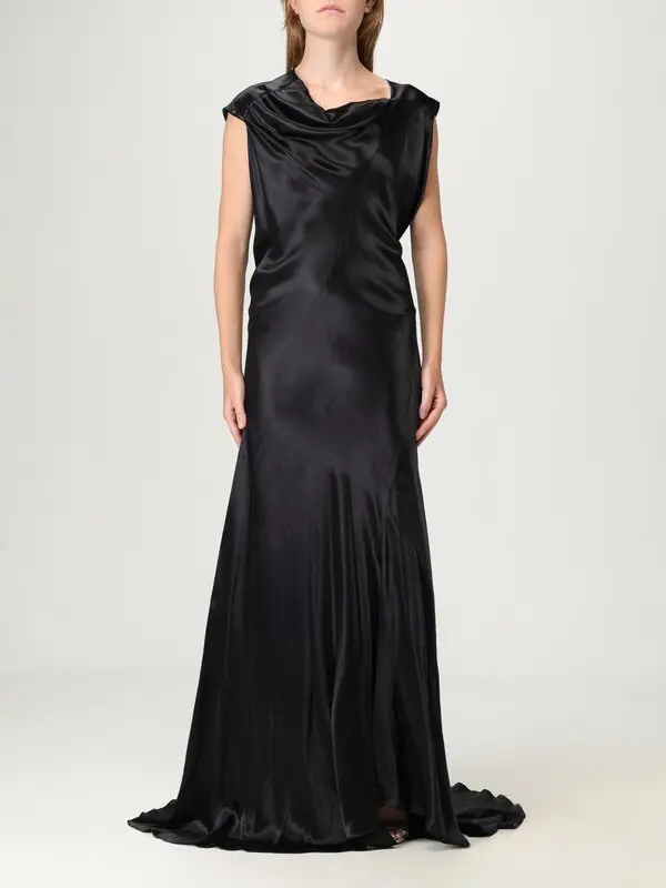 Alberta Ferretti Satin Maxi Dress - Black