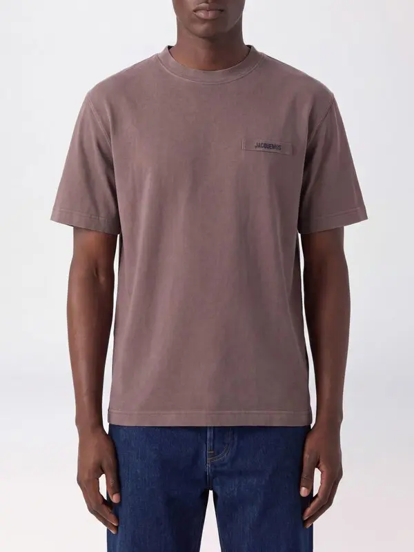 Jacquemus Contrast Appliqué Logo Cotton Crew-neck T-shirt - Brown