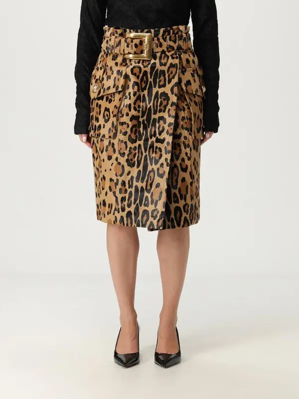 Balmain Leopard Print Skirt - Beige