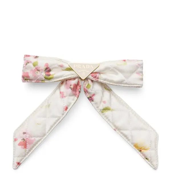 Prada Floral Silk Bow Hair Clip - Pink