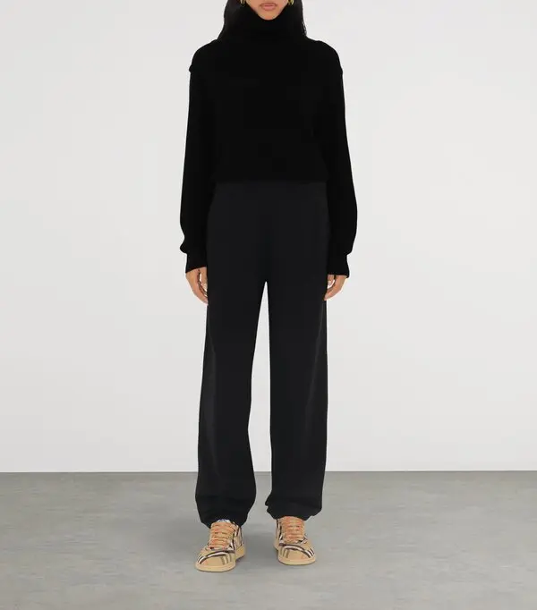 Burberry Check Label Loop Back Cotton Sweatpants