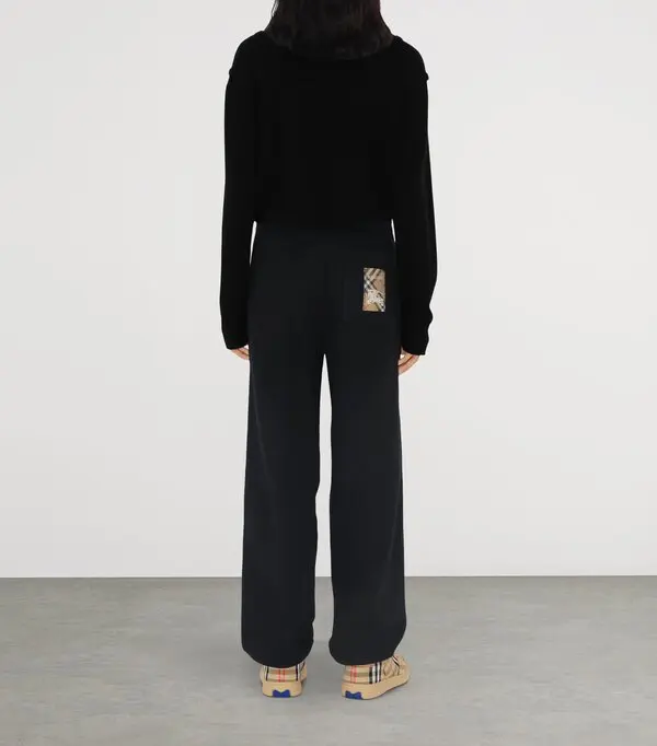 Burberry Check Label Loop Back Cotton Sweatpants