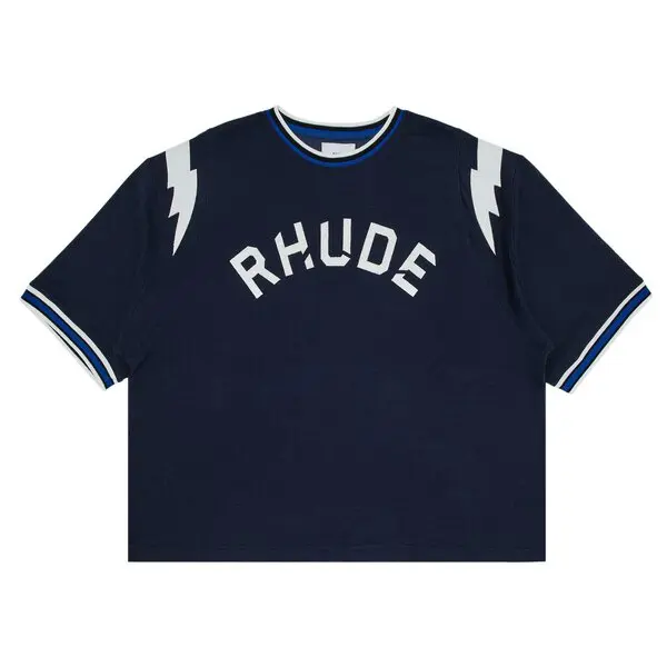 Rhude Logo Lightning Ringer Tee - Blue